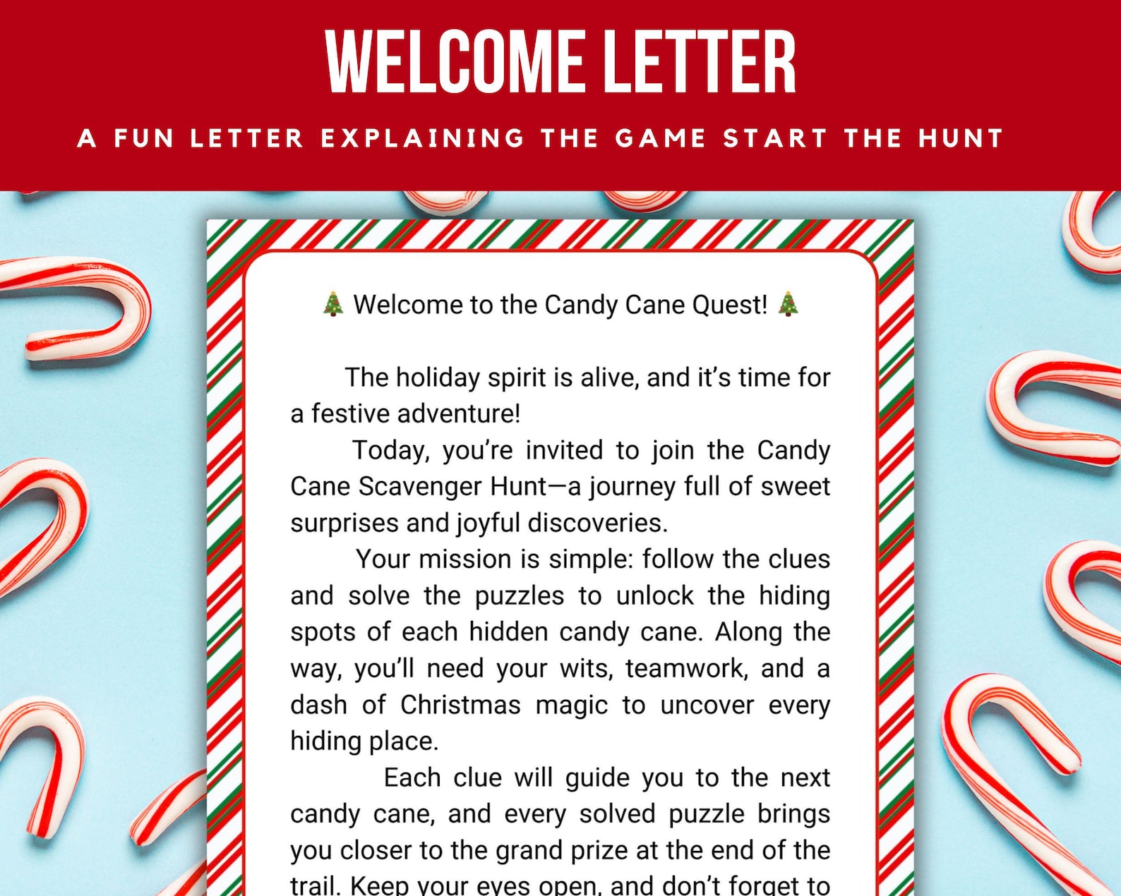 Indoor Candy Cane Scavenger Hunt, Candy Cane Hunt Escape Room Kit ...