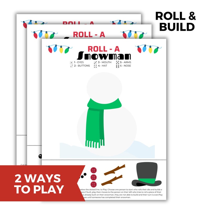 Roll a Snowman Dice Game for Kids Holiday Roll a Dice Game Winter ...