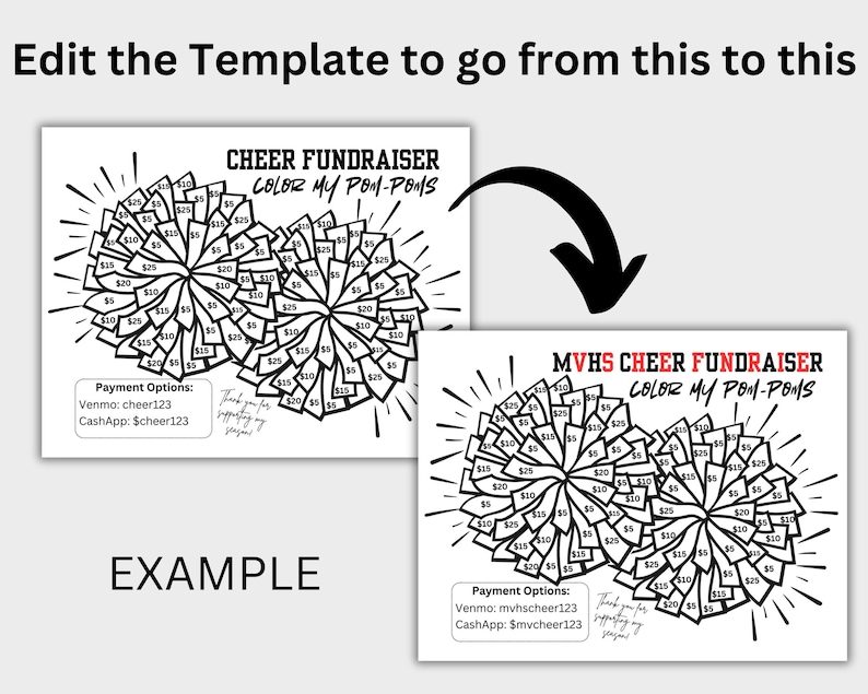 Cheer Fundraiser Flyer Fill My Pom Poms, Cheerleading Team Fundraising ...