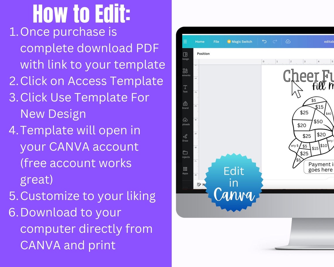 Fill My Bow Cheer Fundraiser Printable, Cheerleading Team Fundraising ...