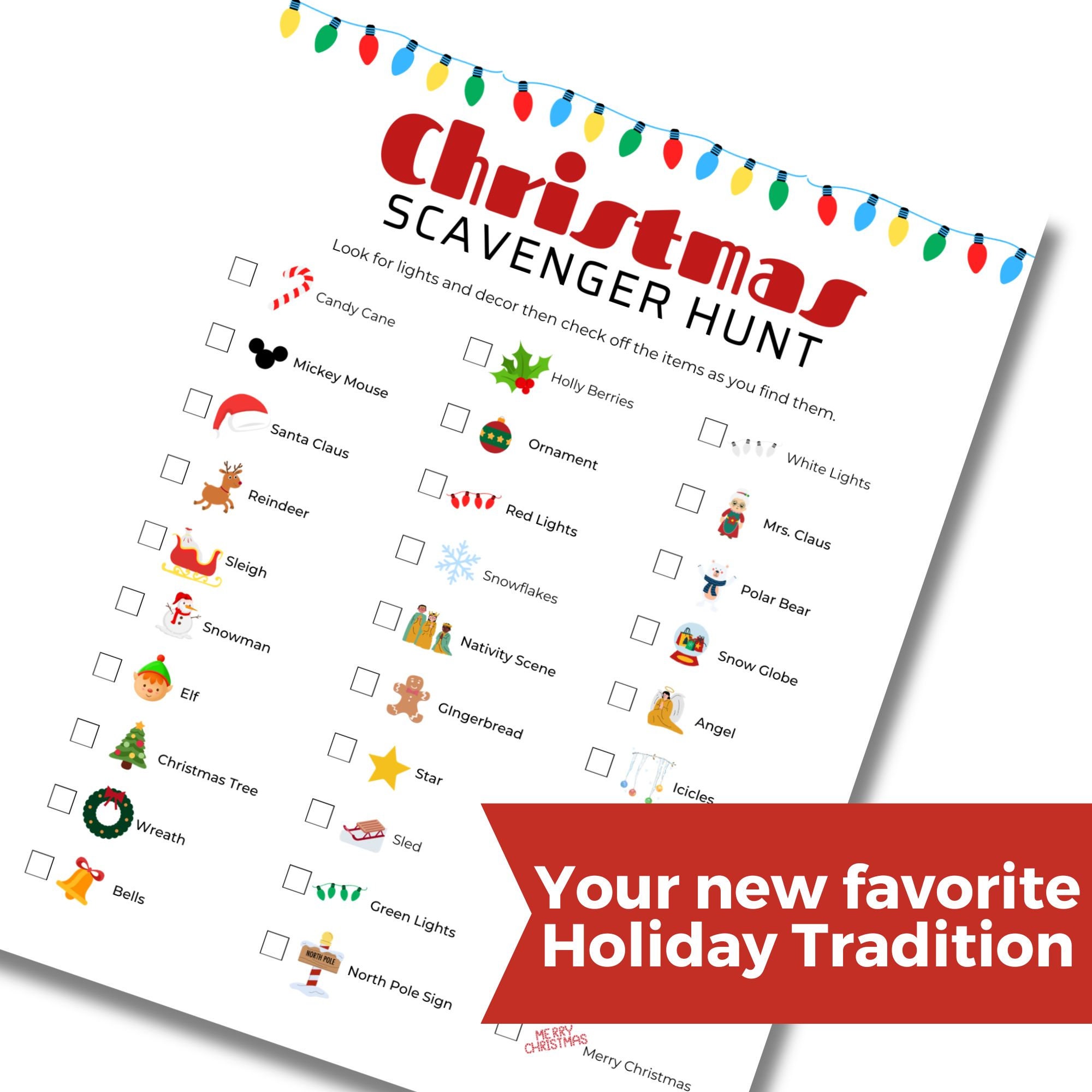 Christmas Lights Scavenger Hunt Outdoor Christmas Scavenger Hunt Family ...