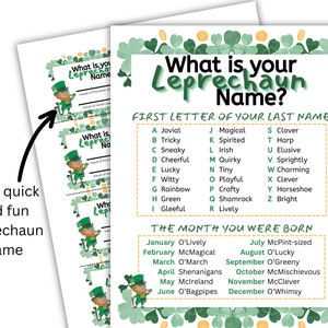 Leprechaun Name Game Printable, What is Your Leprechaun Name Activity ...