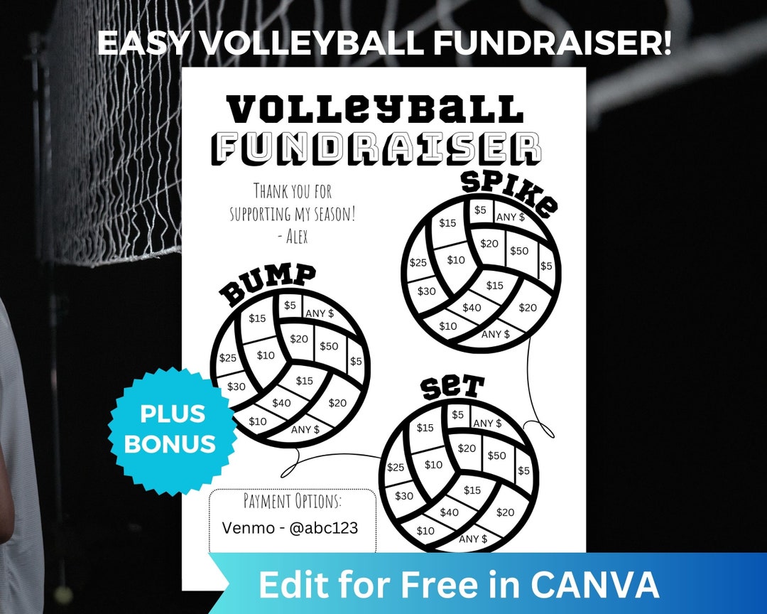 Editable Volleyball Fundraiser, Quick Easy Printable Volleyball Team ...