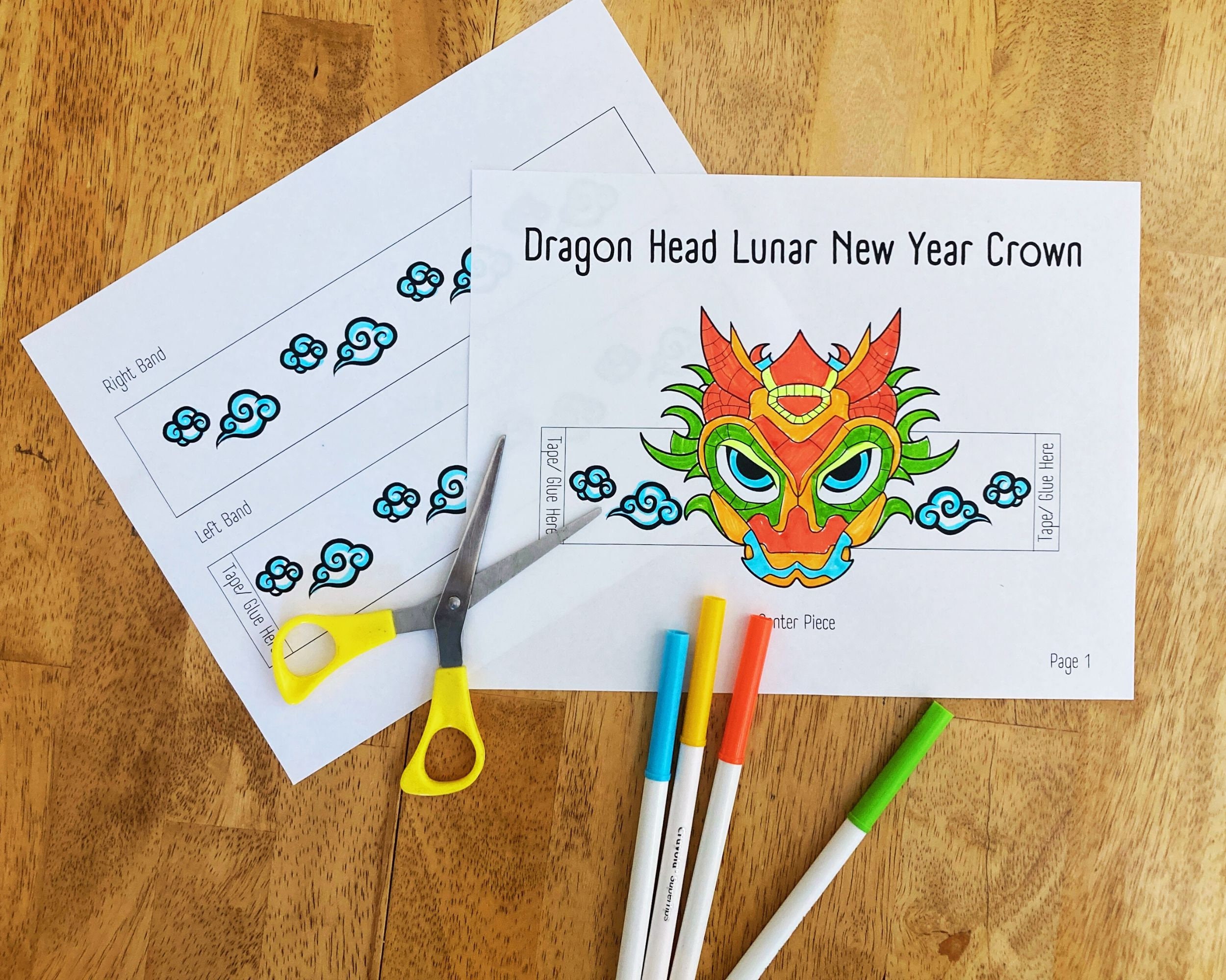 Lunar New Year Crown Dragon Craft Printable, Chinese New Year Paper ...