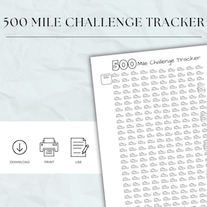 500 Mile Tracker Challenge Tracker, 500 Mile Walking Tracker, Walking ...