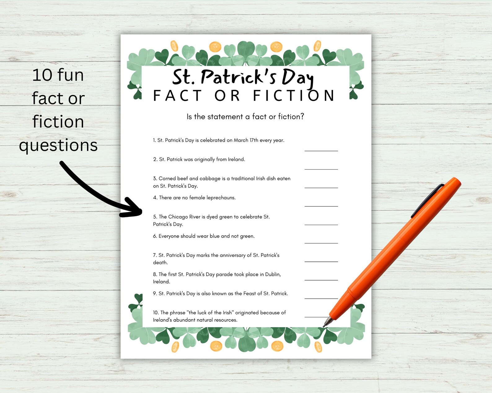 St. Patrick's Day Trivia Game Printable, St. Patrick's Day Party Game ...
