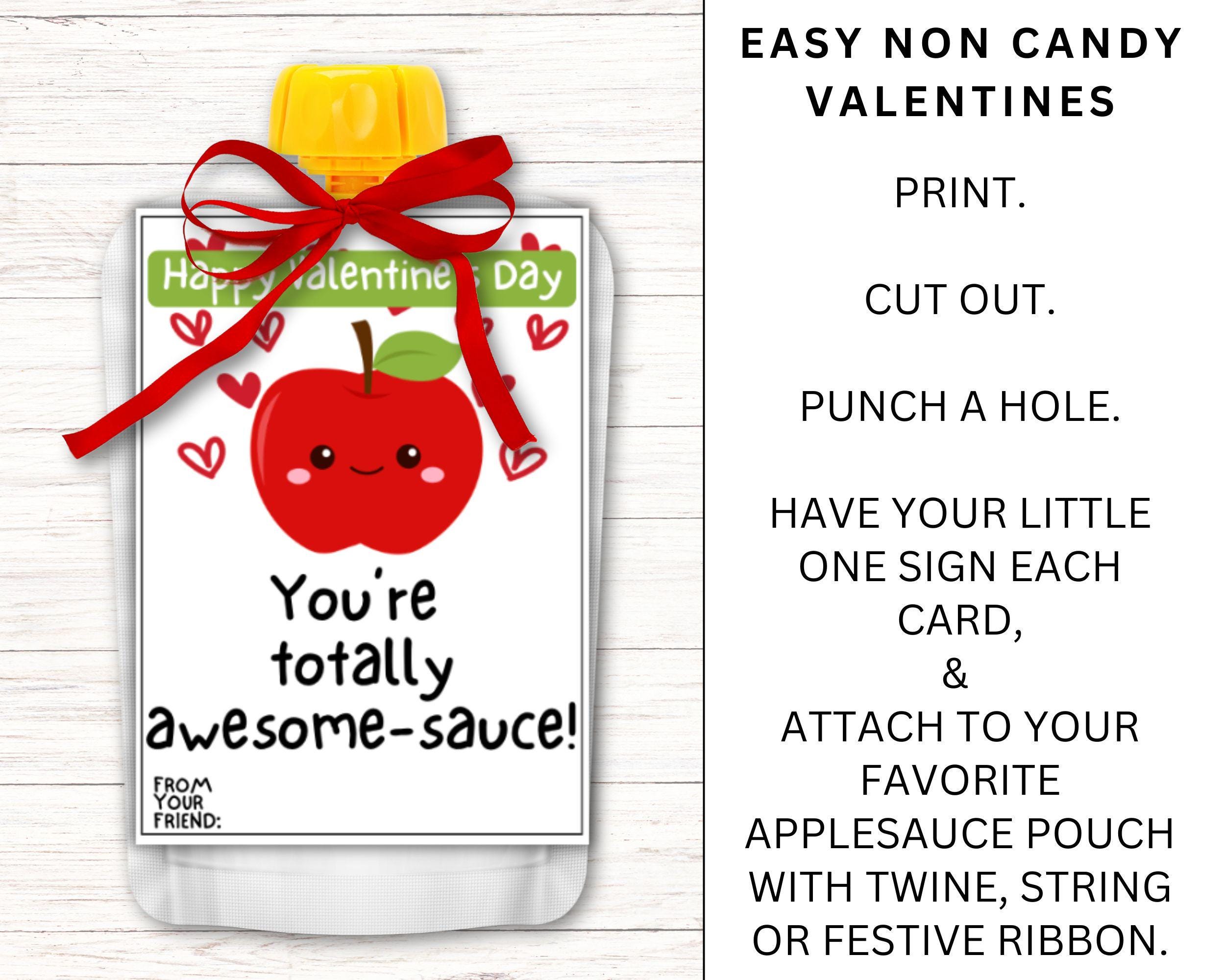 Printable Applesauce Pouch Valentine’s Day Tags, Non-candy Classroom ...
