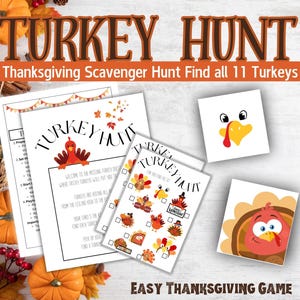 Thanksgiving Party Game Turkey Hunt Scavenger Hunt, Thanksgiving Turkey ...