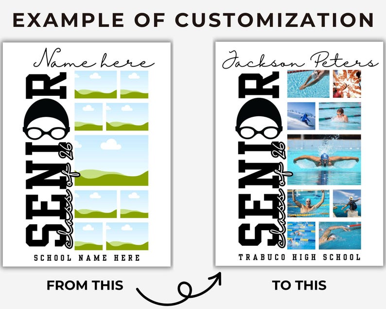Swim Photo Collage Template, Swim Team Senior Night Poster, Swimmer ...