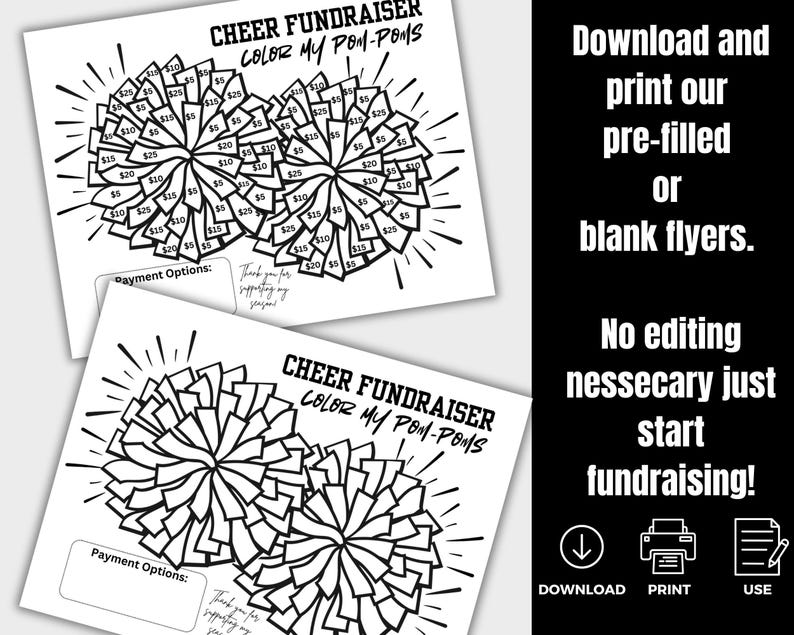 Cheer Fundraiser Flyer Fill My Pom Poms, Cheerleading Team Fundraising ...