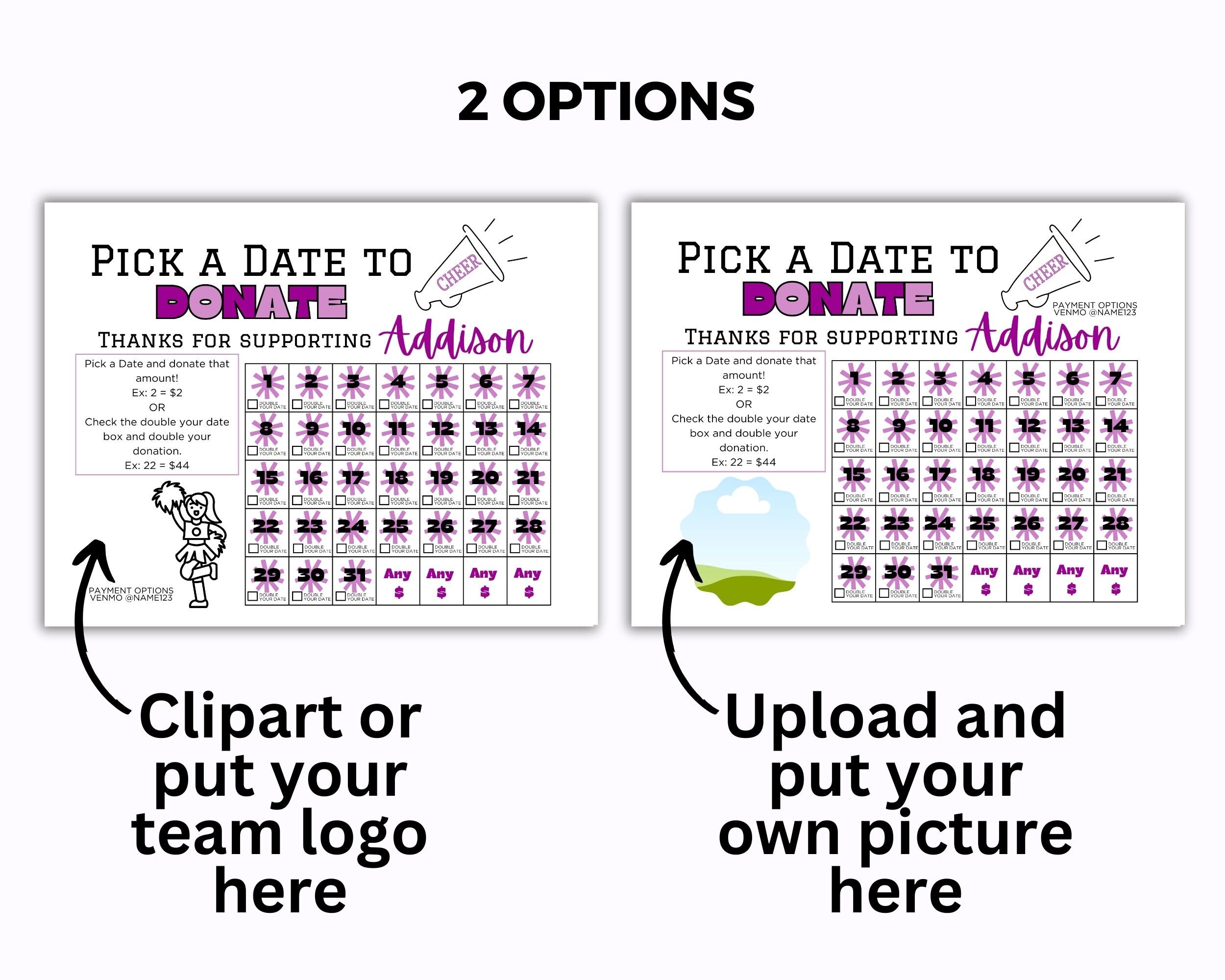 Cheer Fundraiser Pick A Date to Donate, Cheerleading Fundraiser ...