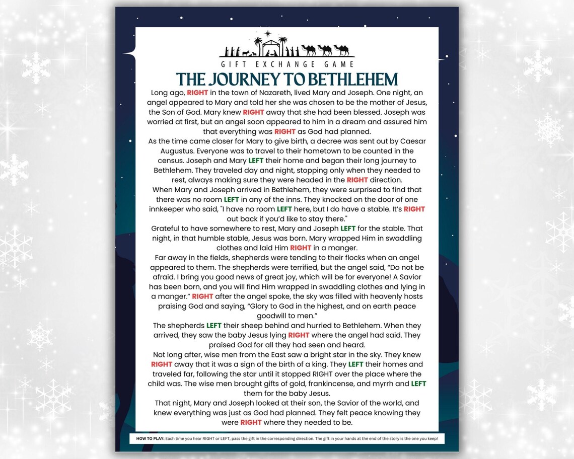 Nativity Left Right Game. Nativity Story Game, Christmas Story Gift ...