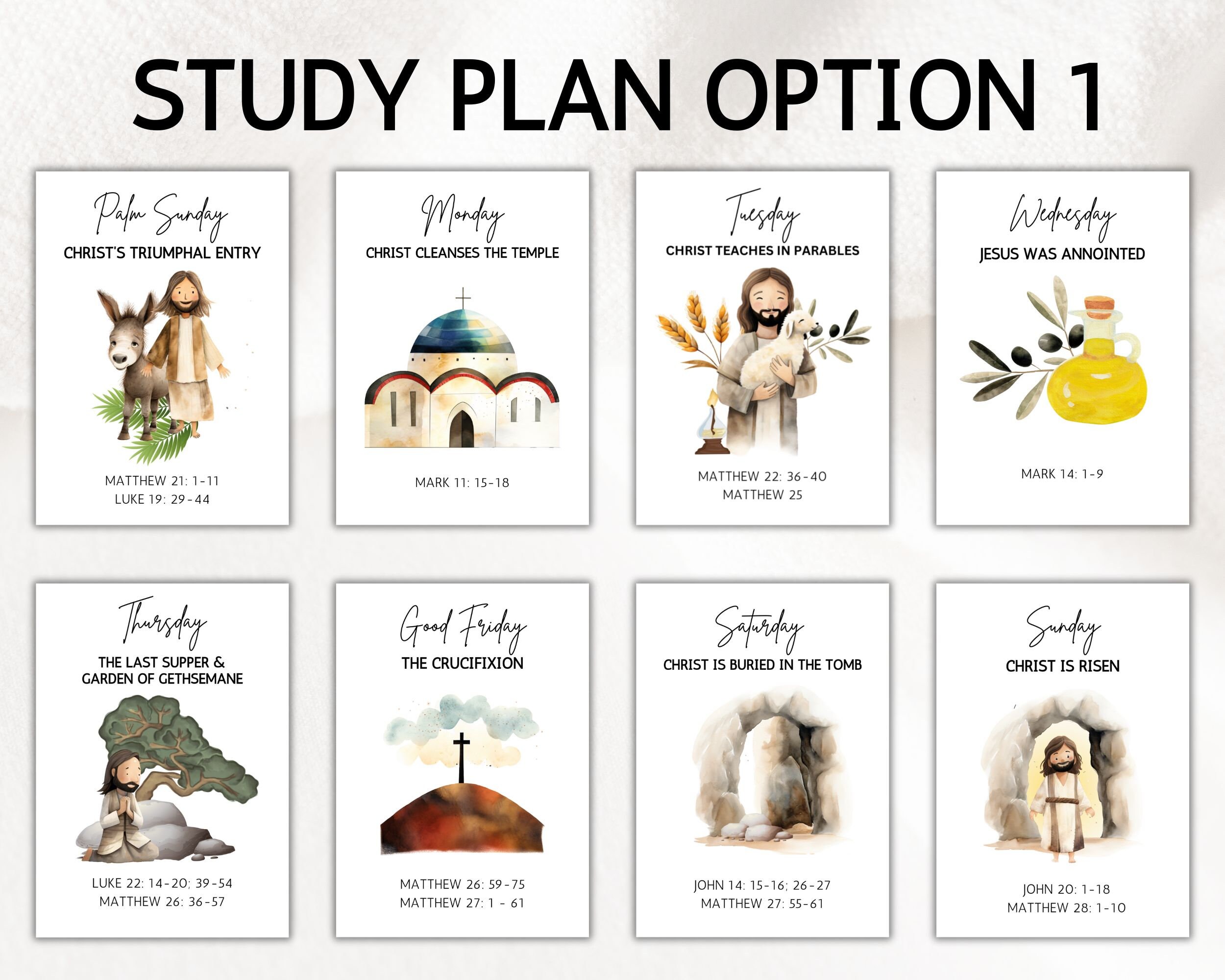 Holy Week Story Study Cards, Printable Easter Advent Devotional, Easter ...