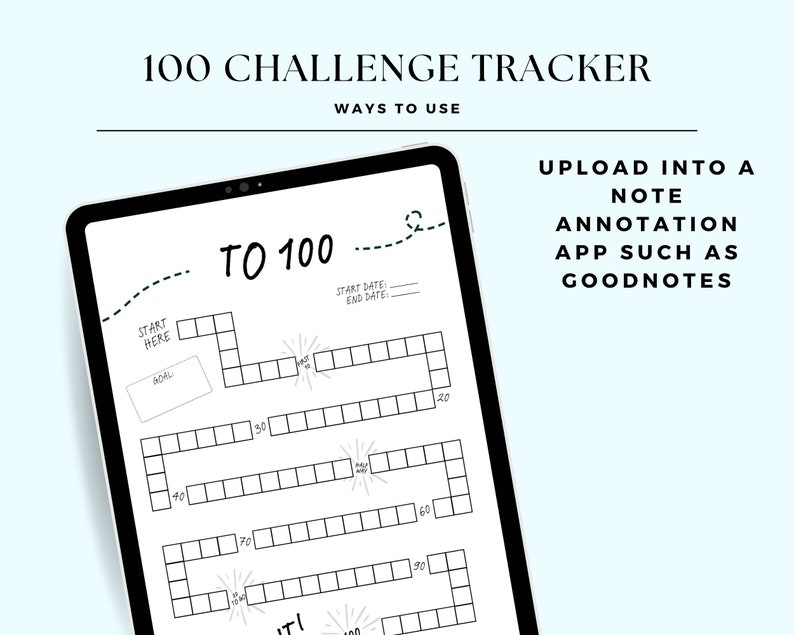100 Challenge Tracker Printable, 100 Miles, 100 Sales, 100 Books, 100 ...