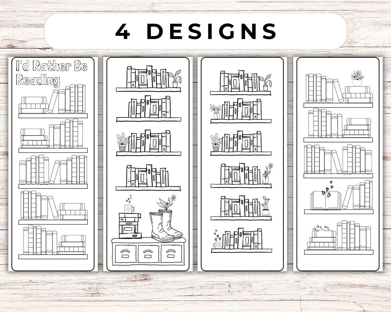 Bookshelf Bookmark Reading Tracker Printable, Coloring Bookcase ...