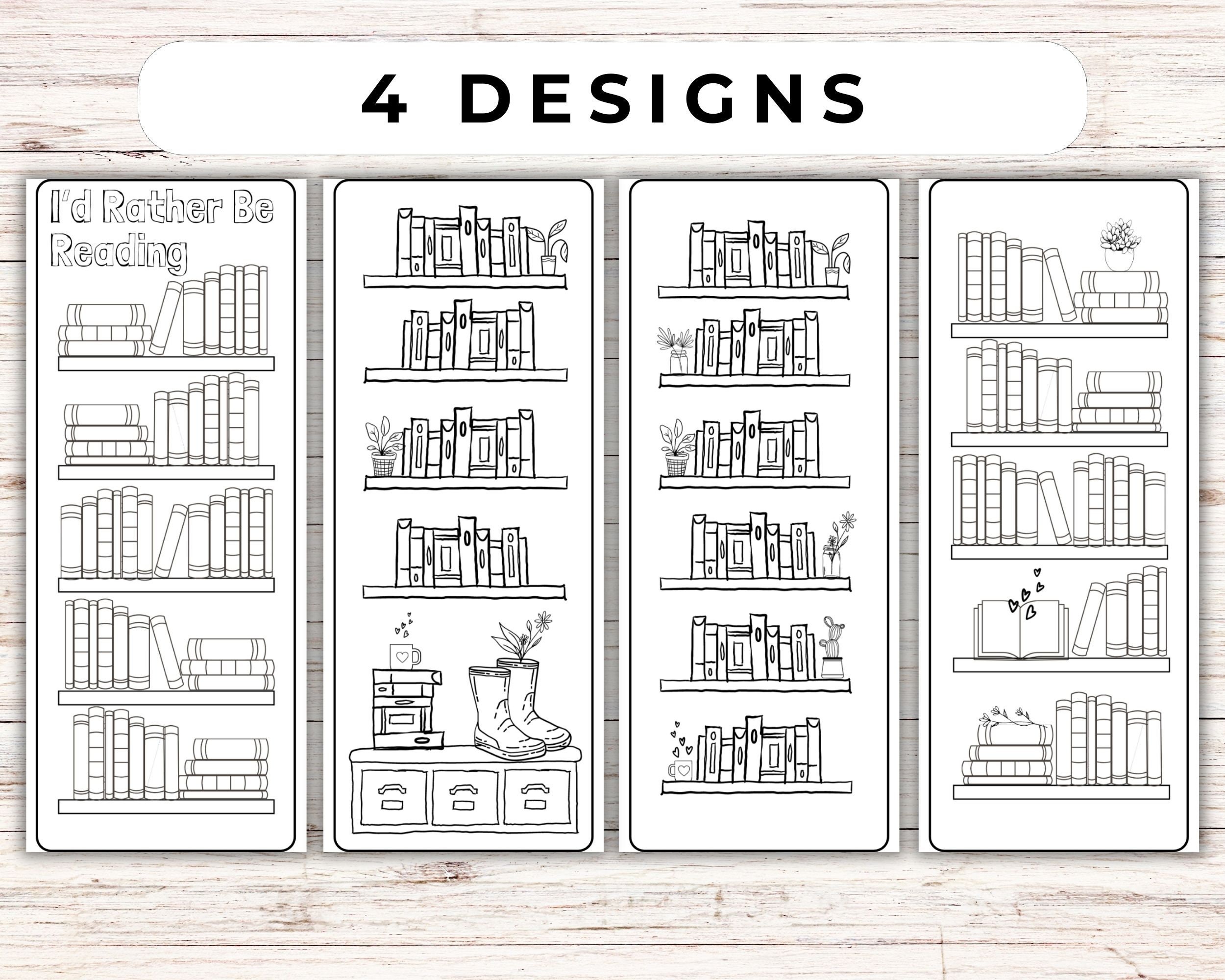 Bookshelf Bookmark Reading Tracker Printable, Coloring Bookcase ...