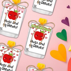 Printable Applesauce Pouch Valentine’s Day Tags, Non-candy Classroom ...