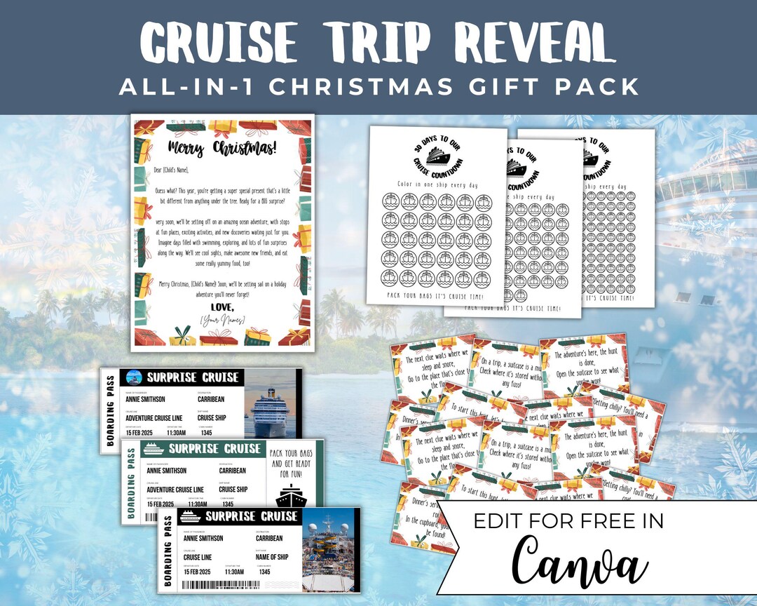 Editable Christmas Cruise Surprise Scavenger Hunt Bundle, Surprise ...