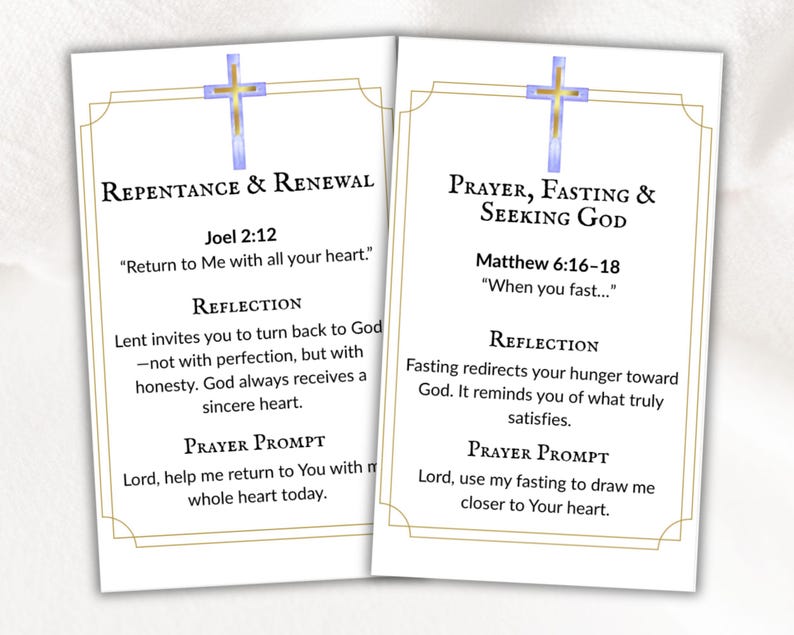 Lent Scripture Cards Printable Prayer Cards 40 Days of Lent Bible ...