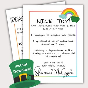 Leprechaun Letter for Kids Printable, Leprechaun Trap Note, St. Patrick ...