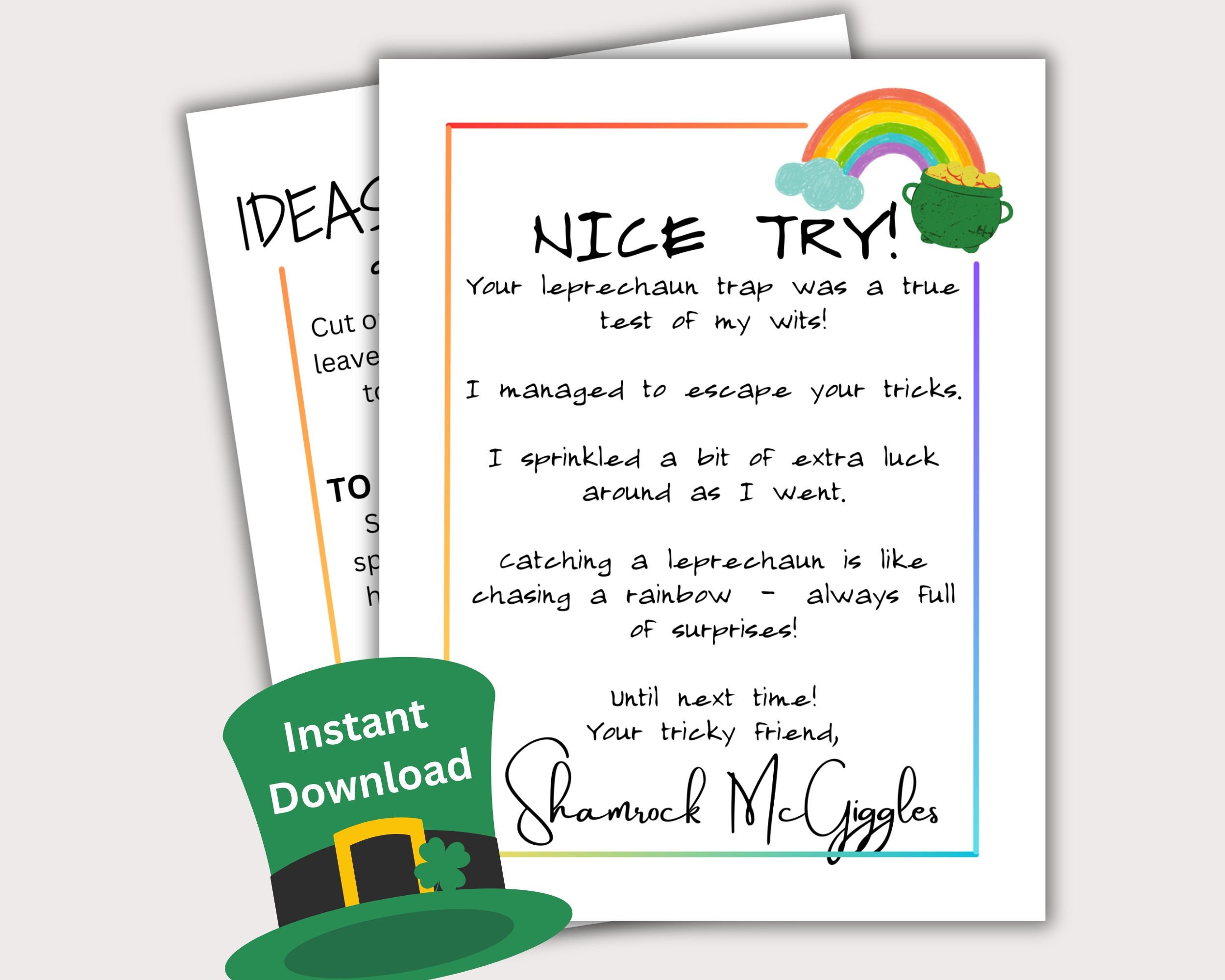 Leprechaun Letter for Kids Printable, Leprechaun Trap Note, St. Patrick ...