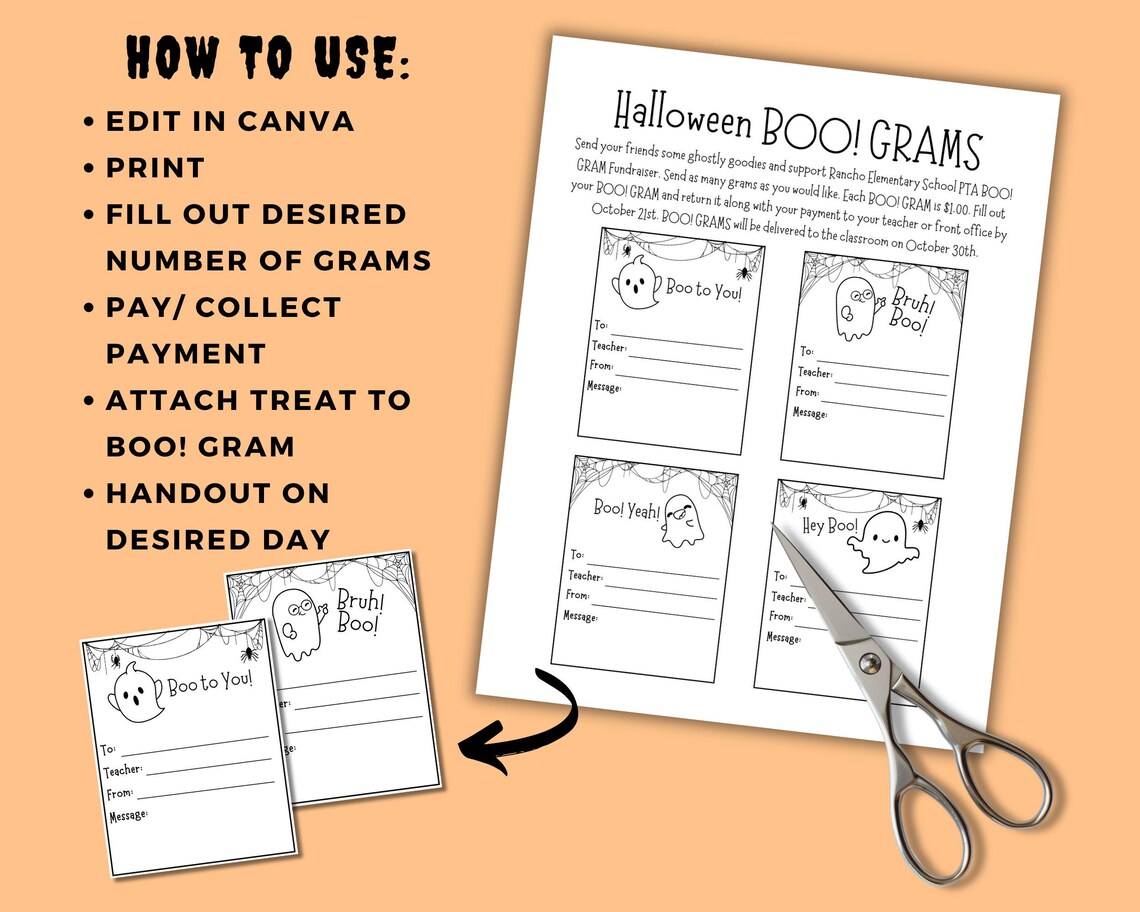 Editable Halloween Boo Grams Fundraiser, PTA PTO Fall Fundraiser ...