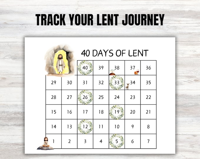 Lent Tracker 2025, Lent Countdown Guide, 40 Day Lenten Calendar, Adult ...