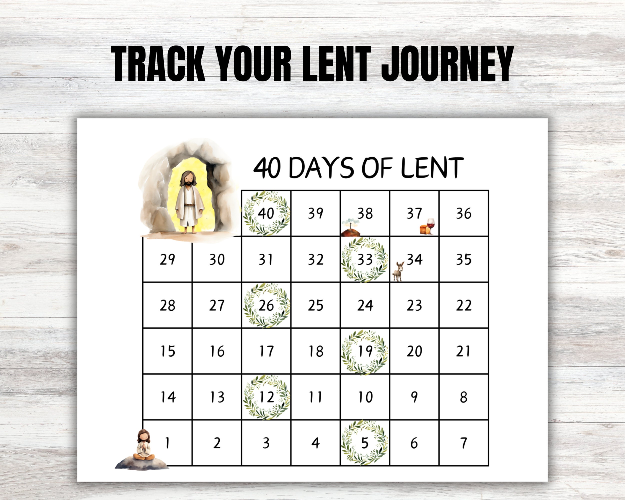 Lent Calendar, Lent Printable, Family Lent Calendar, 40 Days of Lent ...