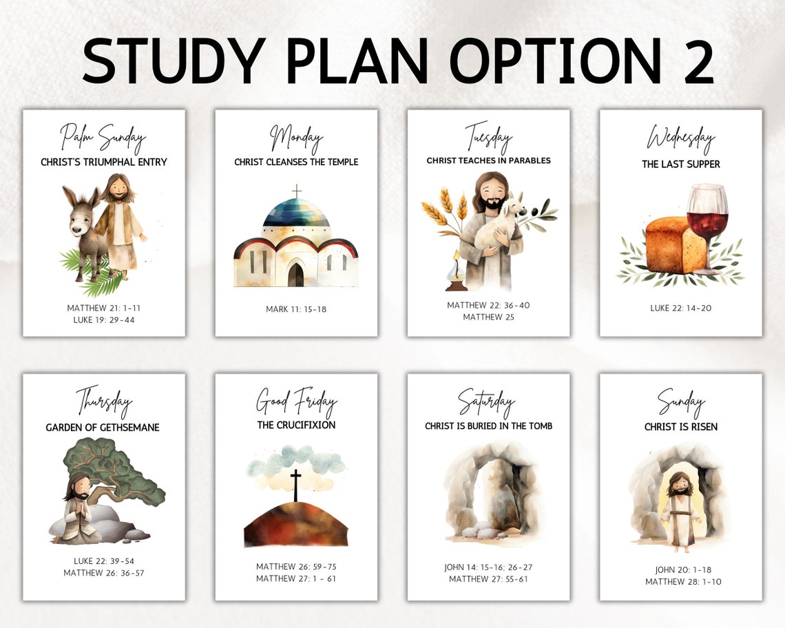 Holy Week Story Study Cards, Printable Easter Advent Devotional, Easter ...