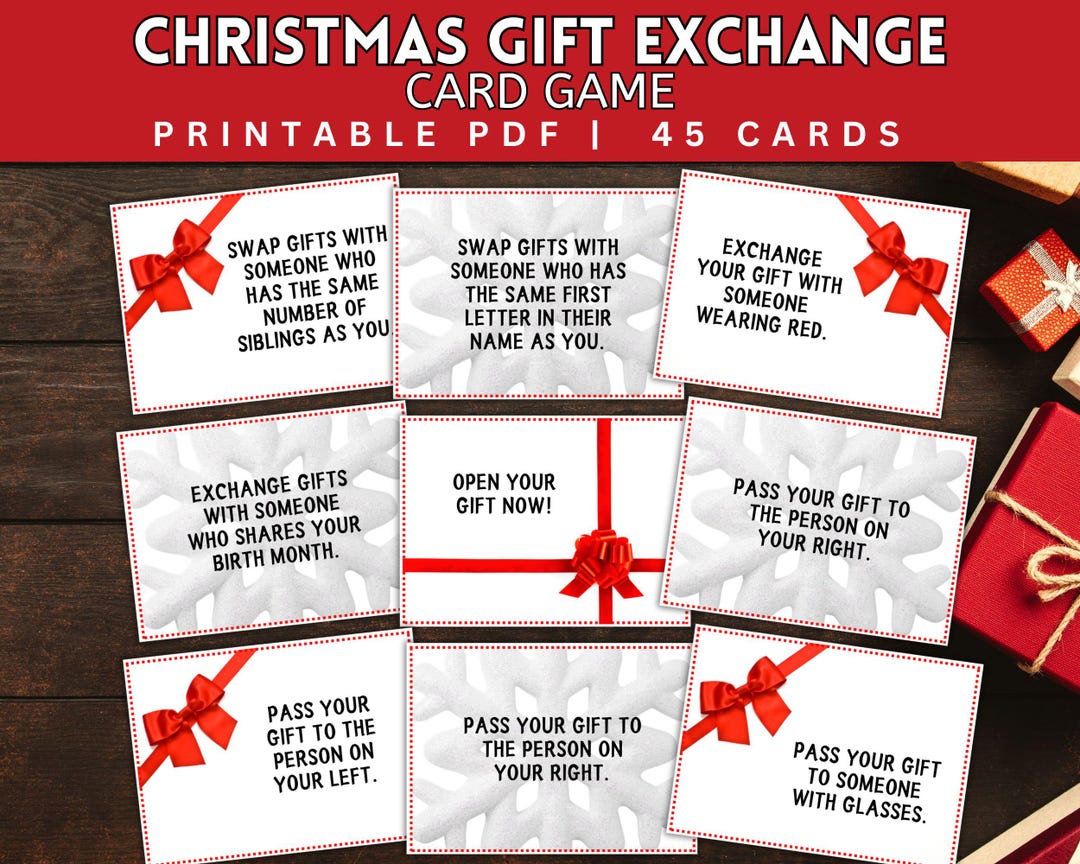 Christmas Gift Exchange Game Cards, Holiday Gift Game, Christmas Gift ...
