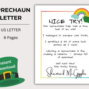 Leprechaun Letter for Kids Printable, Leprechaun Trap Note, St. Patrick ...
