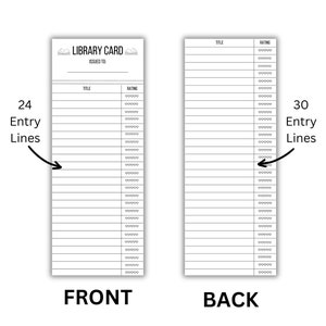 Library Card Bookmark Printable Reading Tracker, Mini Reading List ...