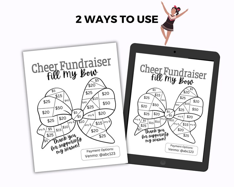 Fill My Bow Cheer Fundraiser Printable, Cheerleading Team Fundraising ...
