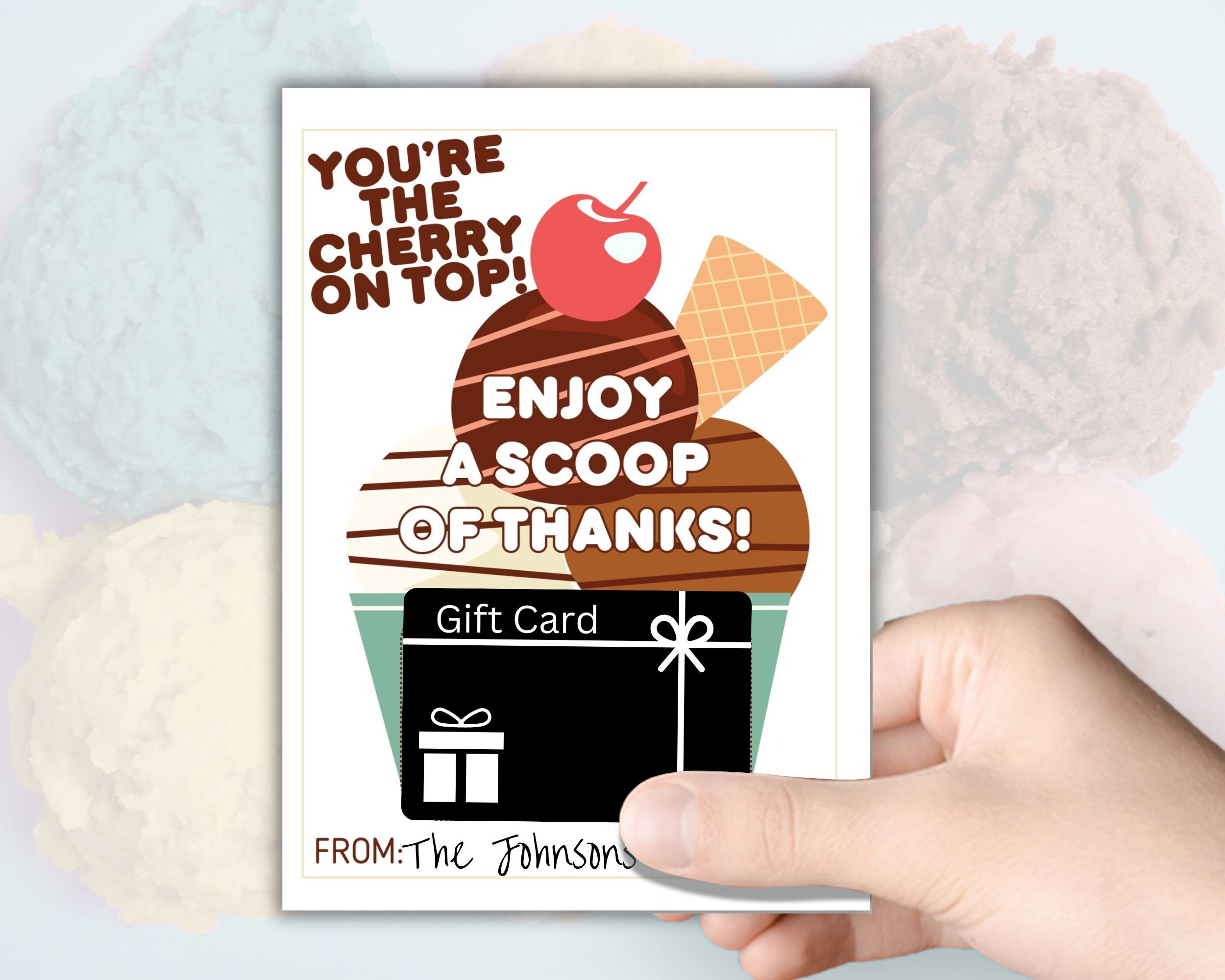 Ice Cream Gift Card Holder Printable, Teacher Appreciation Week Gift ...