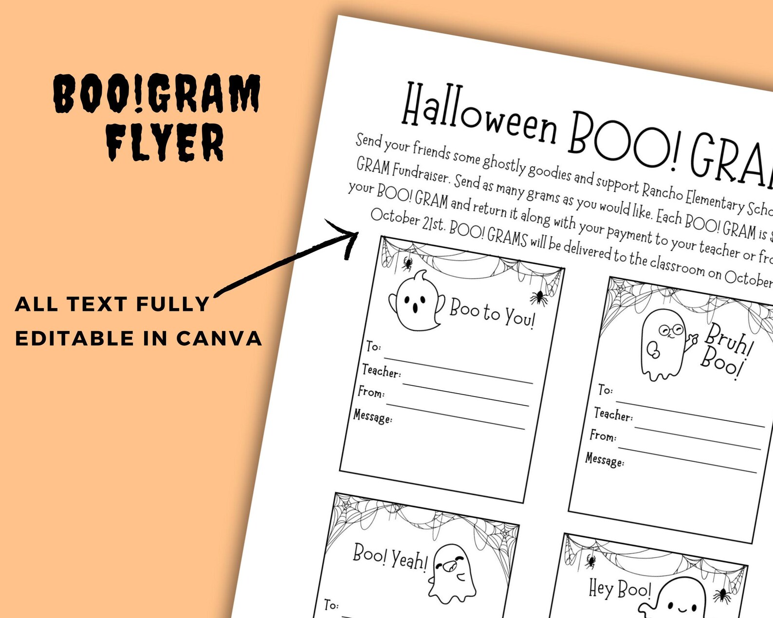 Editable Halloween Boo Grams Fundraiser, PTA PTO Fall Fundraiser ...