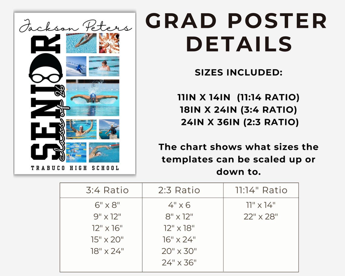 Swim Photo Collage Template, Swim Team Senior Night Poster, Swimmer ...