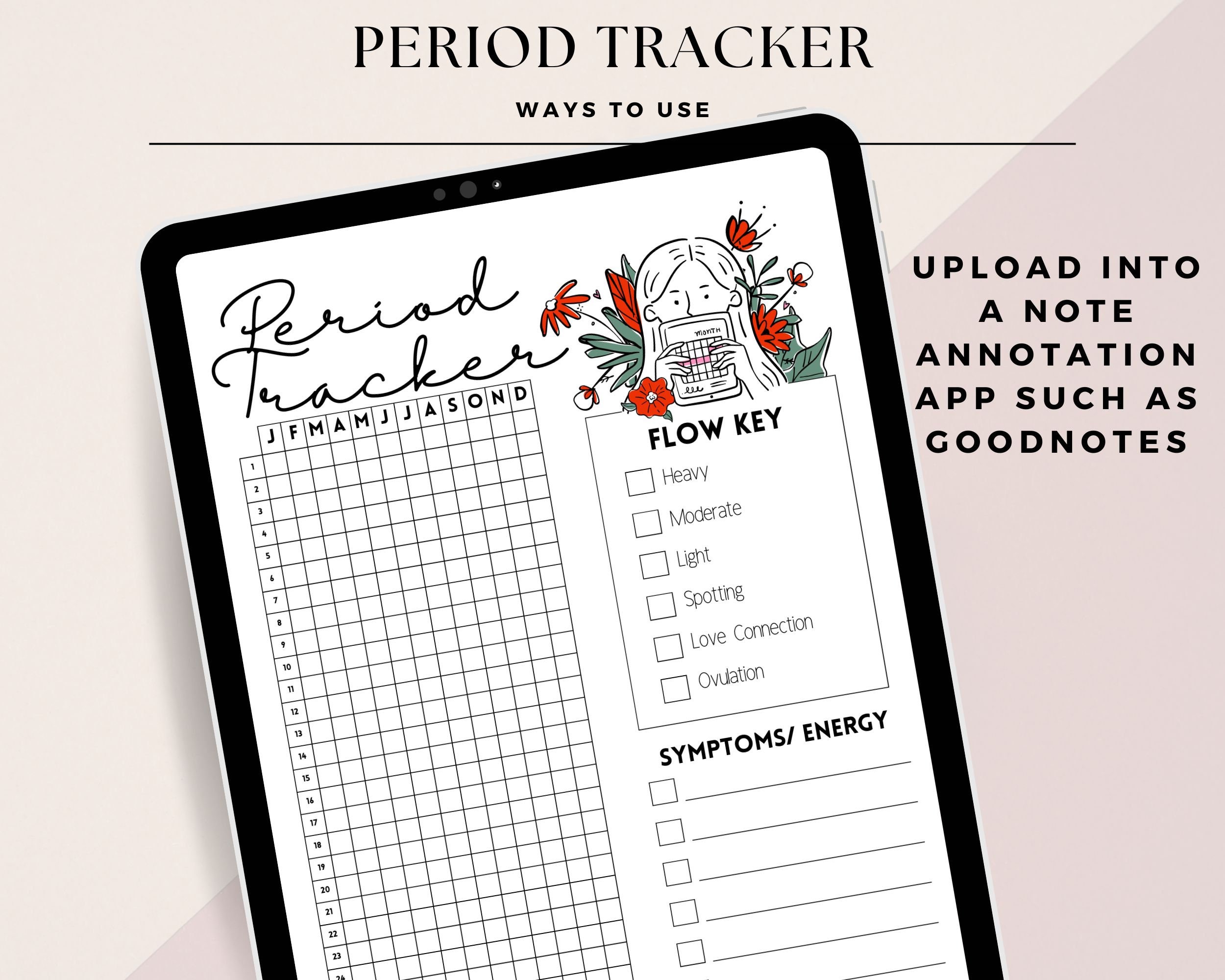 Period Tracker Printable, Period Journal, Menstrual Cycle Log, Symptom ...