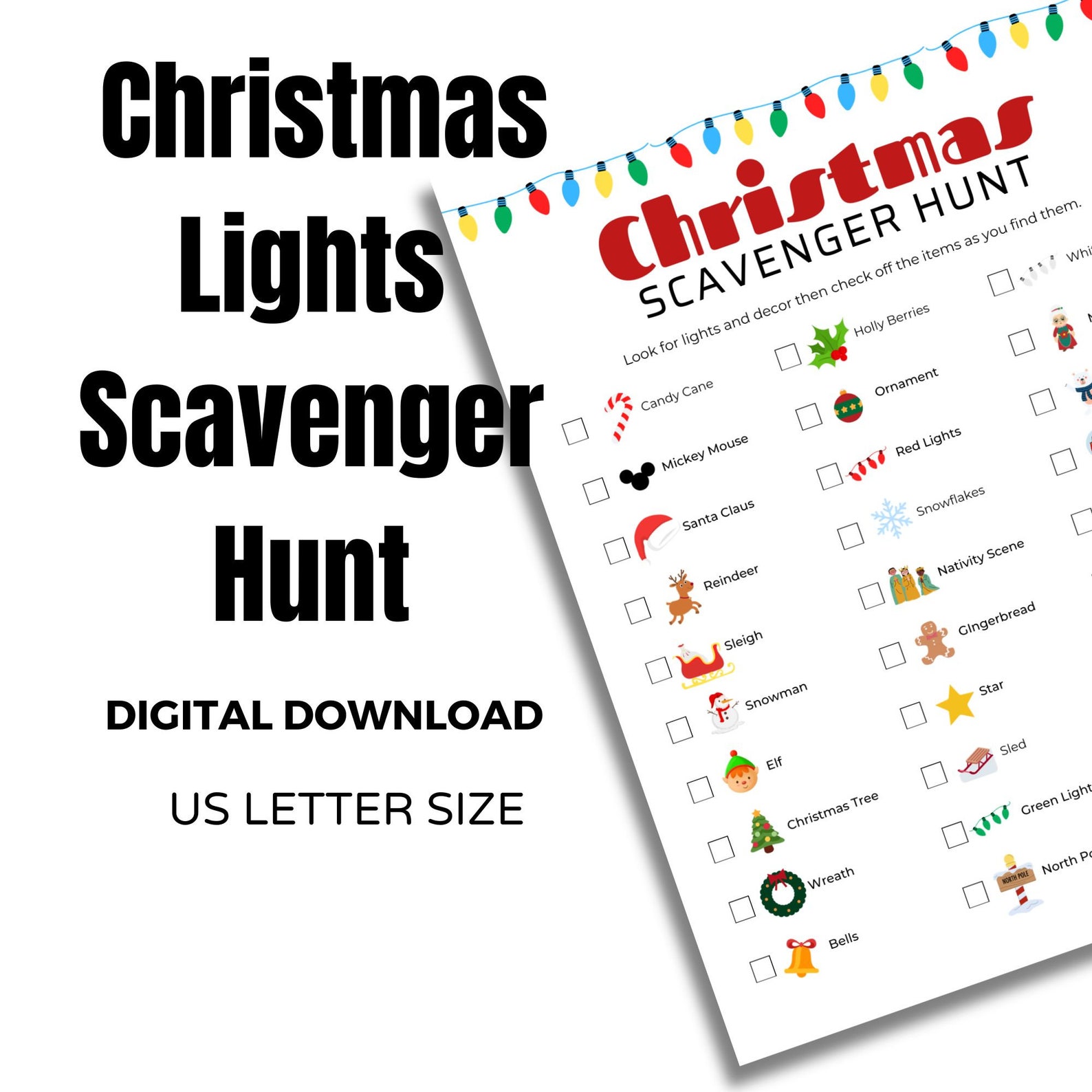 Christmas Lights Scavenger Hunt | Outdoor Christmas Scavenger Hunt ...