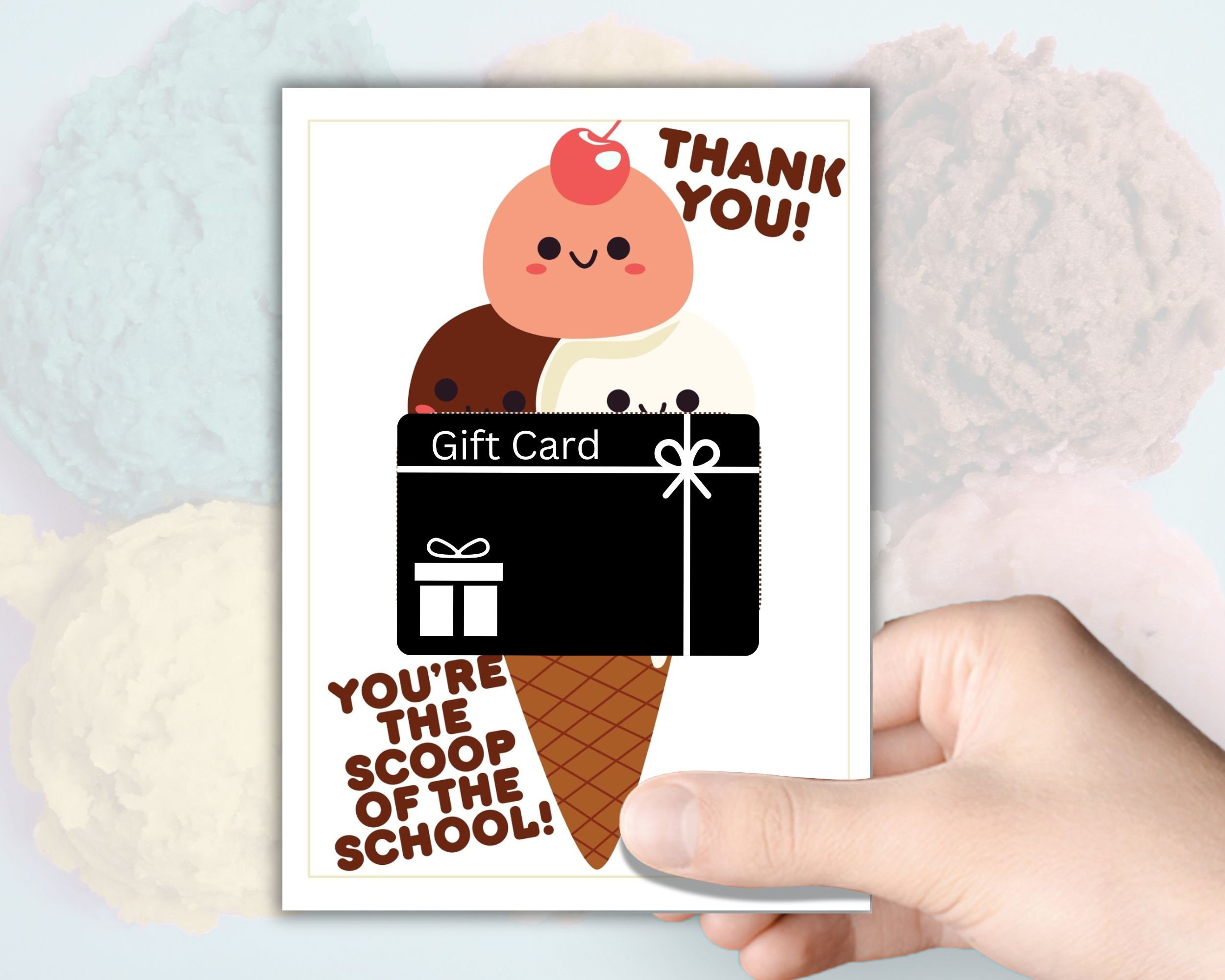 Ice Cream Gift Card Holder Printable, Teacher Appreciation Week Gift ...