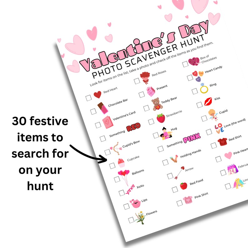 Valentine's Day Photo Scavenger Hunt, Valentine's Day Scavenger Hunt ...