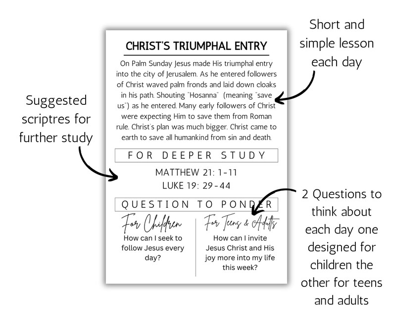 Holy Week Story Study Cards, Printable Easter Advent Devotional, Easter ...