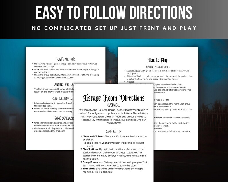 Escape Room Kit, Escape the Haunted House Printable Escape Party Game ...