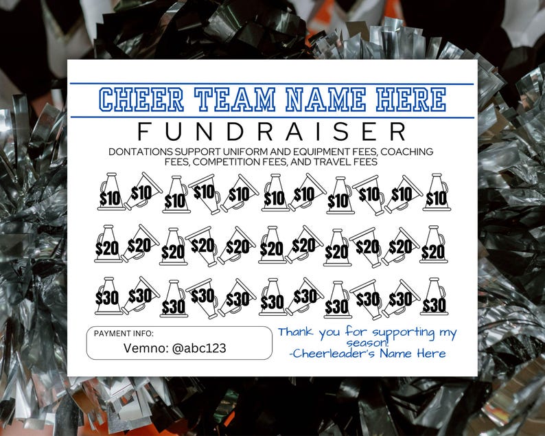 Editable Cheer Fundraiser Flyer Printable Bundle, Cheerleading Team ...