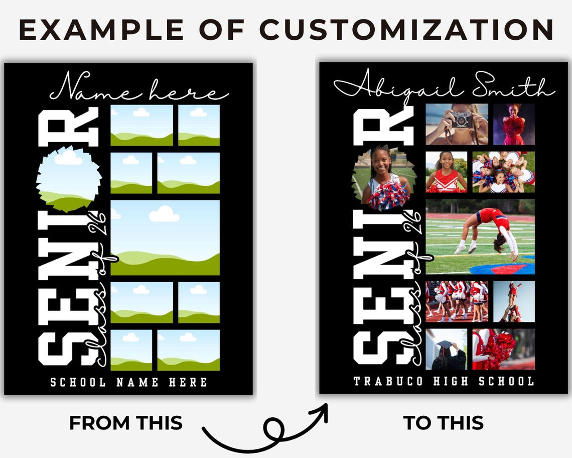 Cheerleader Senior Gift, Canva Cheer Template, 2026 Cheerleader Photo ...