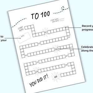 100 Challenge Tracker Printable, 100 Miles, 100 Sales, 100 Books, 100 ...