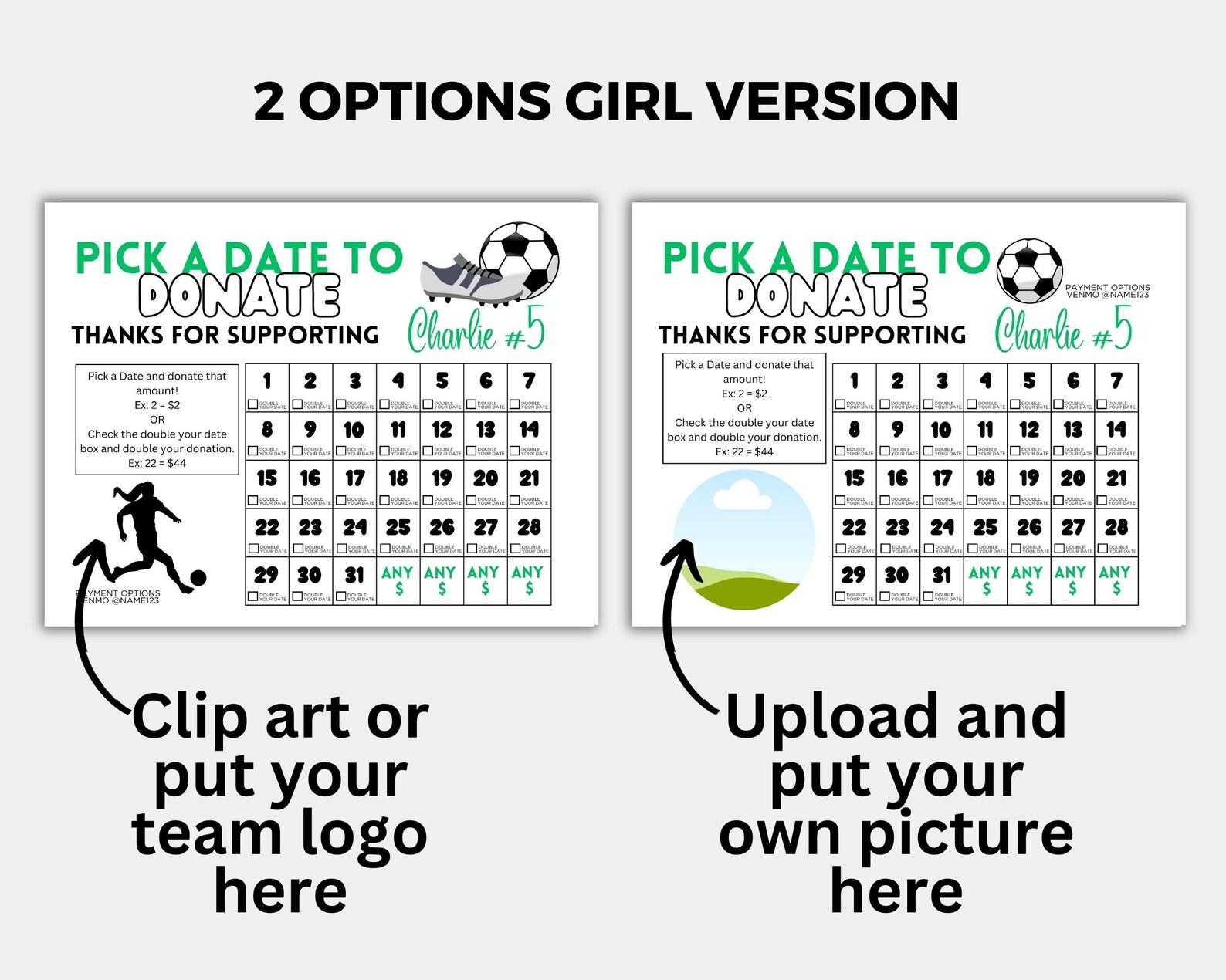 Editable Soccer Calendar Fundraiser, Unique Soccer Pick A Date to ...