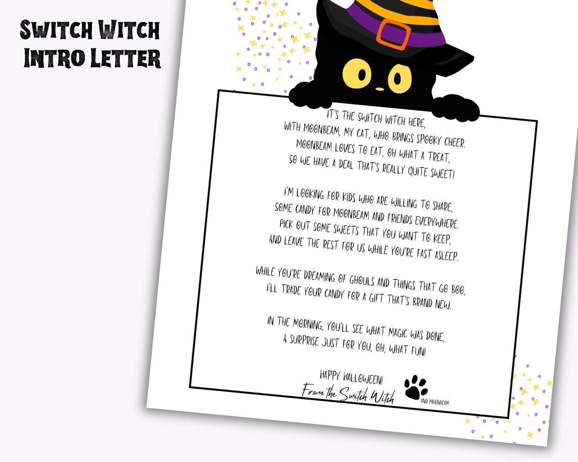 Kids Switch Witch Letter Printable, Candy Witch Halloween Tradition ...