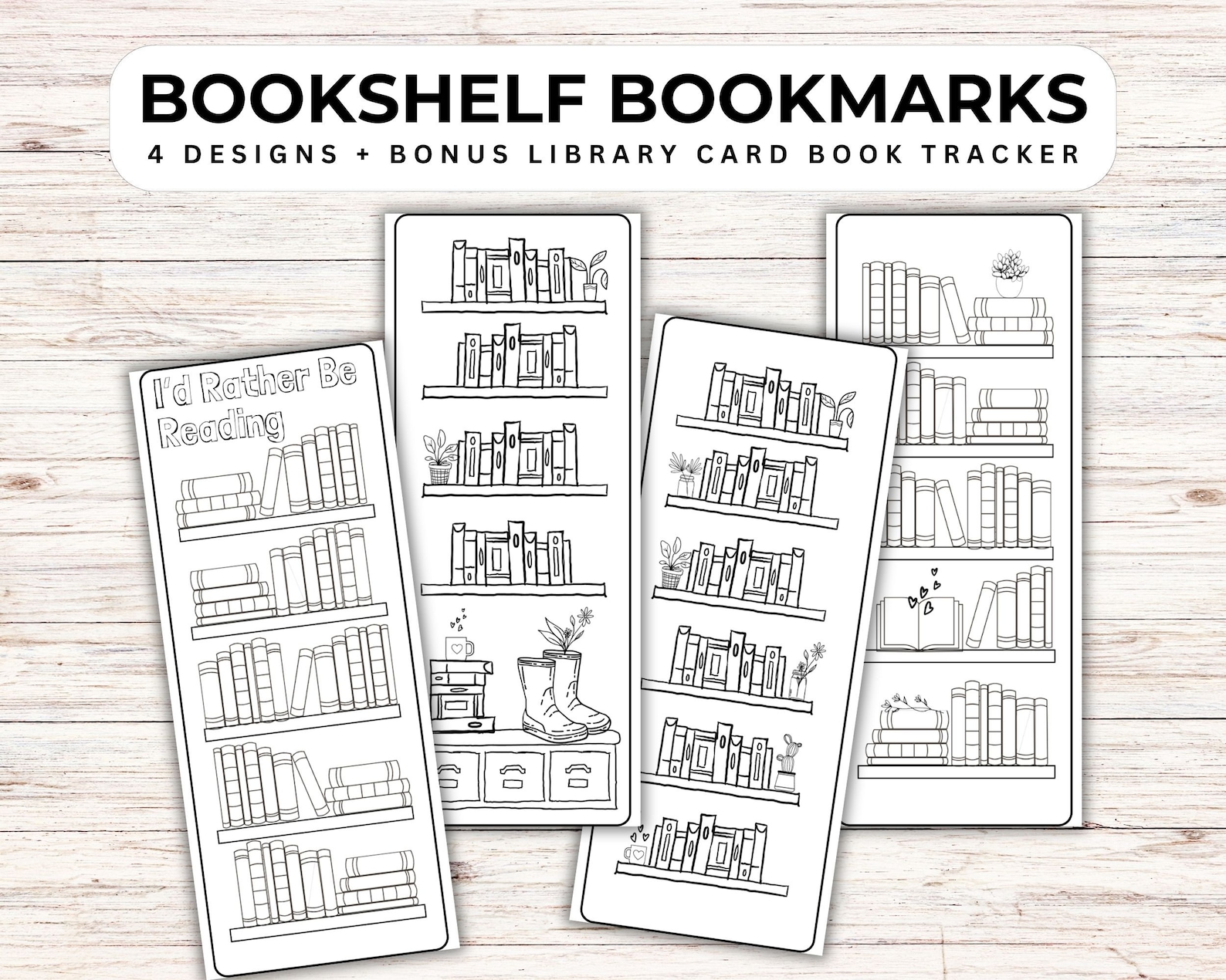 Bookshelf Bookmark Reading Tracker Printable, Coloring Bookcase ...