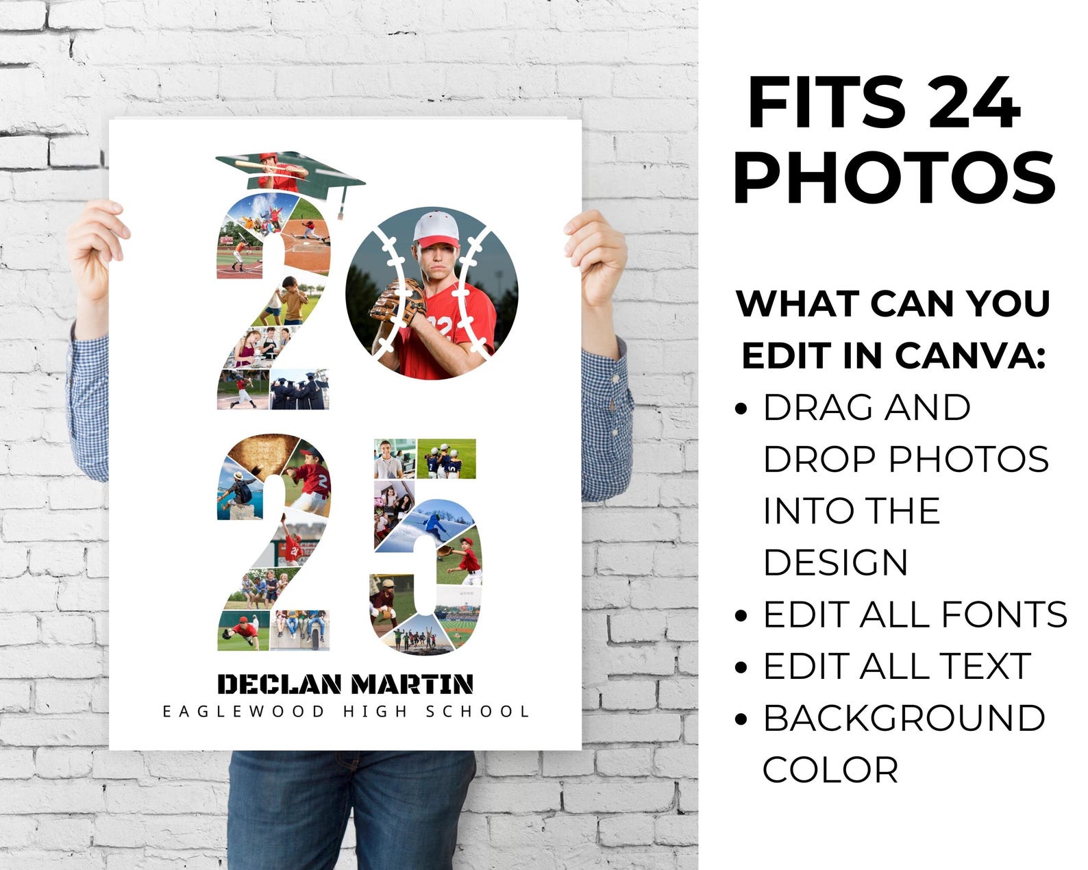 2025 Baseball Photo Collage Template, Baseball Senior Night Poster ...