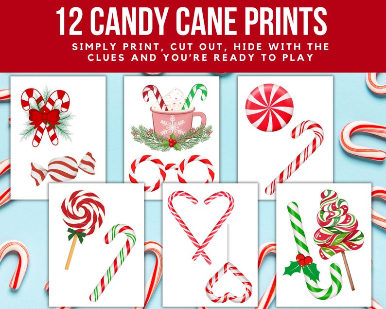 Indoor Candy Cane Scavenger Hunt, Candy Cane Hunt Escape Room Kit ...